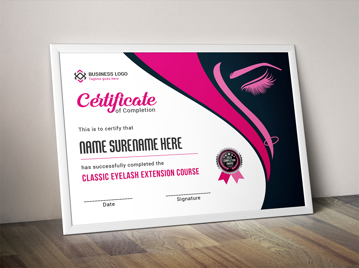Eyelash Lash Extension Certificate Template Eyelash Lash Extension Certificate Template